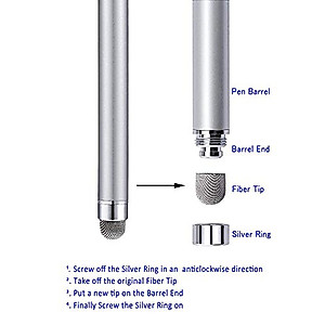 Stylus, CCIVV 4 Pcs Hybrid Mesh Fiber Tip Stylus Pens for Touch Screen Devices (5.3 inches-4pcs)