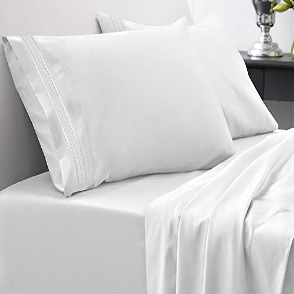 California King Sheet Sets - Breathable Luxury Sheets with Full Elastic & Secure Corner Straps Built In - 1800 Supreme Collection Cal King Deep Pocket Bedding Set, Sheet Set, California King, White