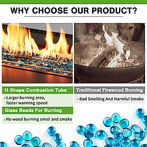 HOMREST 44in Propane Fire Pit Table 50,000 BTU Indoor Auto-Ignition Gas Firepit CSA Certification Rattan Base with Glass Wind Guard Waterproof Cover for Patio Garden (Dark Brown)