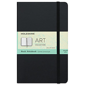 Moleskine Art Music Notebook, Hard Cover, Large (5" x 8.25") Pentagram, Black, 192 Pages