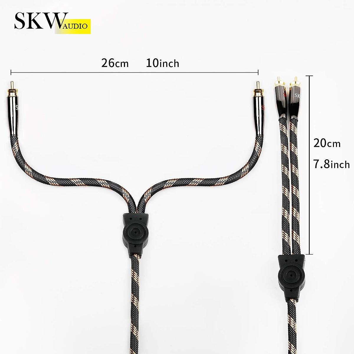 SKW Audiophile Ultra-high Purity Copper Audio Cable 3.5mm Male to 2 RCA Male Audio Auxiliary Stereo Y Splitter Adapter Cable 3.2ft/1M