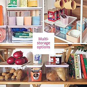 iDesign Pantry Bin with Removable Lid - Plastic Storage Bin with Handles - Clear/White