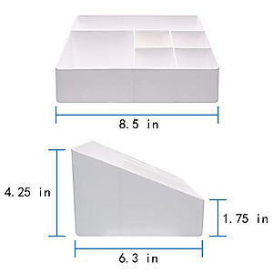 Granvela Home Organizer Bedside Table Organizer Makeup Organizer |Cosmetics Storage Box - 6 Compartments (White)