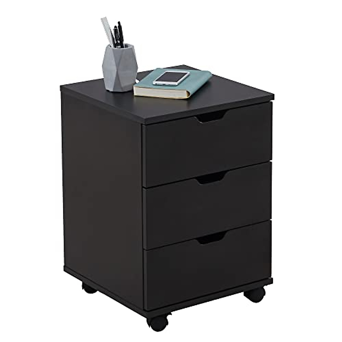 VICLLAX 3 Drawer Dresser Mobile Cabinet Under Desk Storage for Home Office, Fully Assembled Except Casters, Black Finish