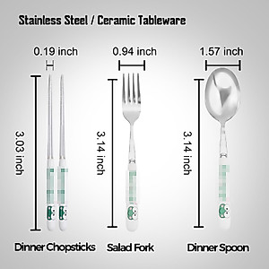 Kitty Cat Tableware Travel Set,Stainless Steel Fork,Spoon,and Chopstick Utensils Set,Pink Color Design with Carrying case-2