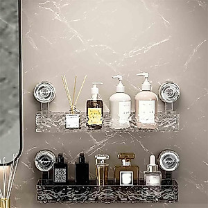 Attarrior Bathroom Suction Cup Storage Rack Without Punching Wall-mounted Shelf Bathroom Shower Storage Acrylic for Bathroom Storage (Clear, 2 PCS)