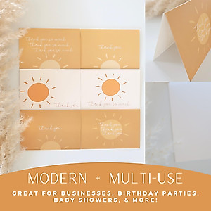 Baby Shower Thank You Cards with Envelopes 4x6 Here Comes the Son Boho Thank You Cards 30 Pack | First Trip Around the Sun Note Cards – You Are My Sunshine Thank You Cards Ray of Sunshine Baby Shower