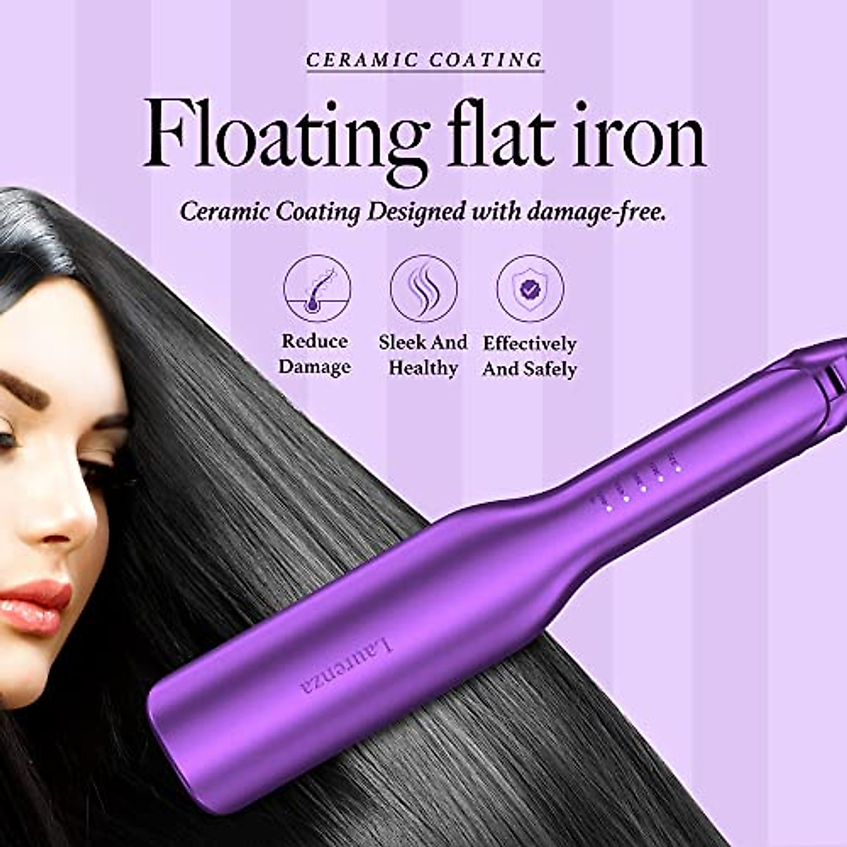 Milano by Laurenza Hair Straightener and Curler 2 in 1, SuperMax Design 8.5 Inch² Extra-Large 3D Floating Ceramic Flat Iron, Dual Voltage Straightening Irons with 20 Million cm³ Anion Outlet (Purple)