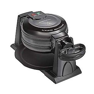 Hamilton Beach 26201 Belgian Waffle Maker with Removable Nonstick Plates, Double Flip, Makes 2 at Once, Black