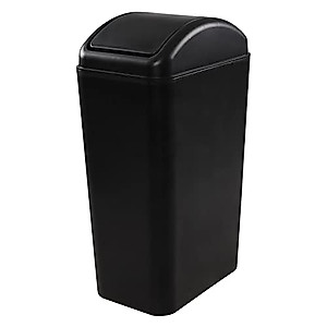 Ramddy Plastic Slim Trash Can, Black Modern Wastebasket, 14 Liter Commercial Garbage Bin