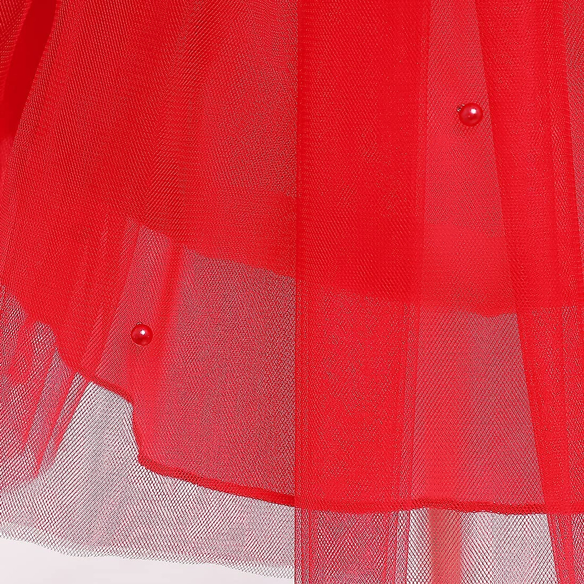 RUYUYIRU Baby Girls Sequin One Shoulder Dress Toddler Tutu Flower Princess Girl Pearl Wedding Birthday Party Dresses for Toddler Baby Girls Holiday Dress Gown