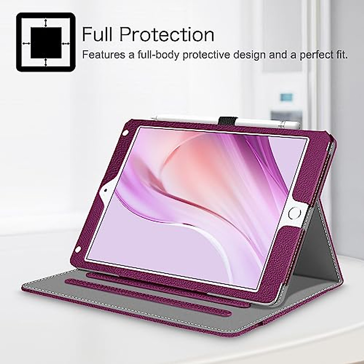 Fintie Case for iPad 9.7 2018 2017 / iPad Air 2 / iPad Air 1 - [Corner Protection] Multi-Angle Viewing Folio Cover w/Pocket, Auto Wake/Sleep for iPad 6th / 5th Generation, Purple