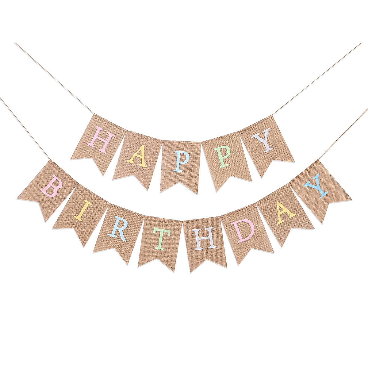 Rainbow Happy Birthday Burlap Banner - Happy Birthday Pastel Colors, Personalized Birthday Banner, 1st Birthday Rainbow Decorations,Photo Prop,Best Birthday Party Supplies (Rainbow Burlap Banner)