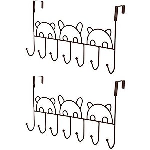 SHIMAJEE Animal Hanger Rack ( Set of 2 ) Over The Door Hanger Rack, Decorative Metal Door Hanger Holder for Coats, Clothes, Hats (Black)