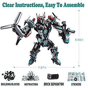 MOONTOY 577PCS STEM Robot Building Toys Set 25-in-1 Engineering Kit Building Blocks Bricks Construction Vehicles Educational Christmas Birthday Gifts for Kids Boys Girls 5 6 7 8 9 10 11 12+ Year Old