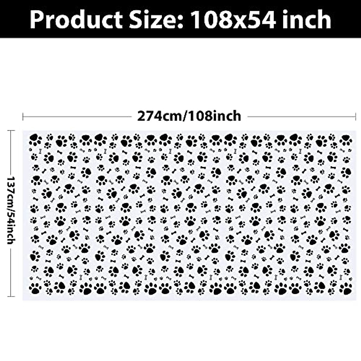 3 Pack Puppy Dog Pet Paw Print Plastic Tablecloth Table Cover,Large Paw Print and Bone Sign Plastic Disposable Rectangle Table Cover for Pet Dog Themed Birthday Party Decorations,54x108 inch