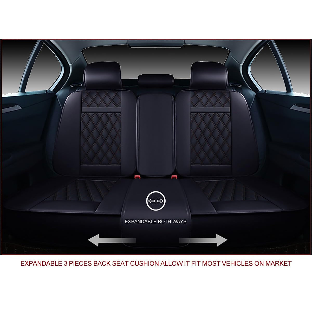 OASIS AUTO Car Seat Covers Accessories Full Set Premium Nappa Leather Cushion Protector Universal Fit for Most Cars SUV Pick-up Truck, Automotive Vehicle Auto Interior Décor (OS-009 Black)