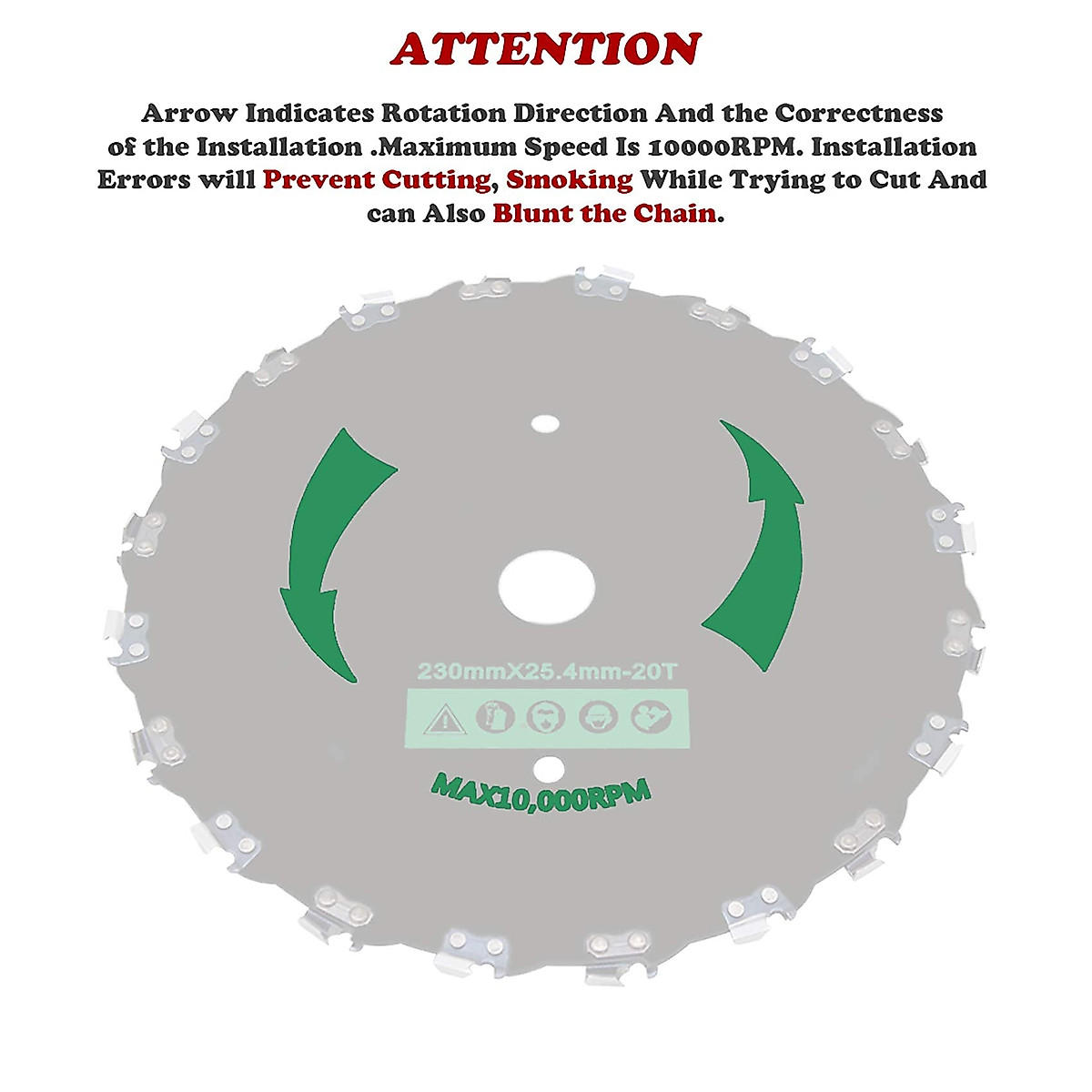 CZS Chainsaw Tooth Brush Cutter Blade, 9"/230mm Brush Blades with Saw Chain Cutter for Cutter, Trimmer, Weed Eater (Adapter Included)