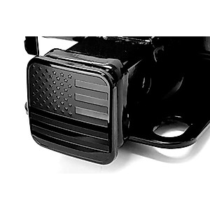 American Black Metal Flag Trailer Hitch Cover - Patriotic Flag Plug (Black, Fits 2'' Receivers)