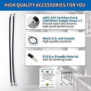 Matte Black Bathroom Faucet Two Handle,4 Inch 2 Handle Centerset Bathroom Sink Faucet with Pop-up Drain and UPC Certified Supply Lines, 360 Swivel Spout 2-3 Hole RV Vanity Sink Faucet, Lead-Free