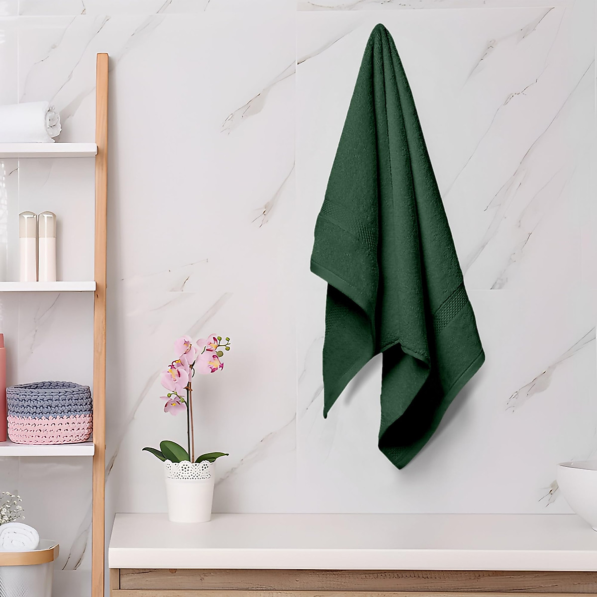 Homes Perception Luxury 8 Pack Towel Set | Premium Quality 2 Bath Towels, 2 Hand Towels 4 Washcloths | 600 GSM (Hunter Green)