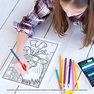 Trolls DreamWorks World Tour 48-Page Coloring and Activity Book with 4 Crayons, 47360 Bendon