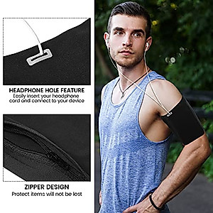 Outus 3 Pieces Phone Armband Running Armband Phone Sleeve for Running Arm Bands for Cell Phone Running Phone Holder Arm Bands for Running Walking Hiking Jogging Travel (Black, Gray, White-Blue,L)