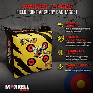 Morrell Yellow Jacket YJ-425 Outdoor Portable Adult Field Point Archery Bag Target with 2 Shooting Sides, 10 Bullseyes, and Carry Handle, Yellow