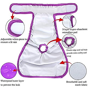 Teamoy 4pcs Washable Female Dog Diapers, Reusable Doggie Diaper Wraps for Female Dogs, Super-Absorbent and Comfortable, Large