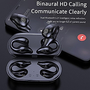 Ear-Clip Bone Conduction Headphones Bluetooth 5.3, Open Ear Clip on Headphone, Bluetooth Headphones Wireless Non-In-Ear, Pain-Free Wearing, Air Conduction Headphones Earrings Ear Clip for Sports