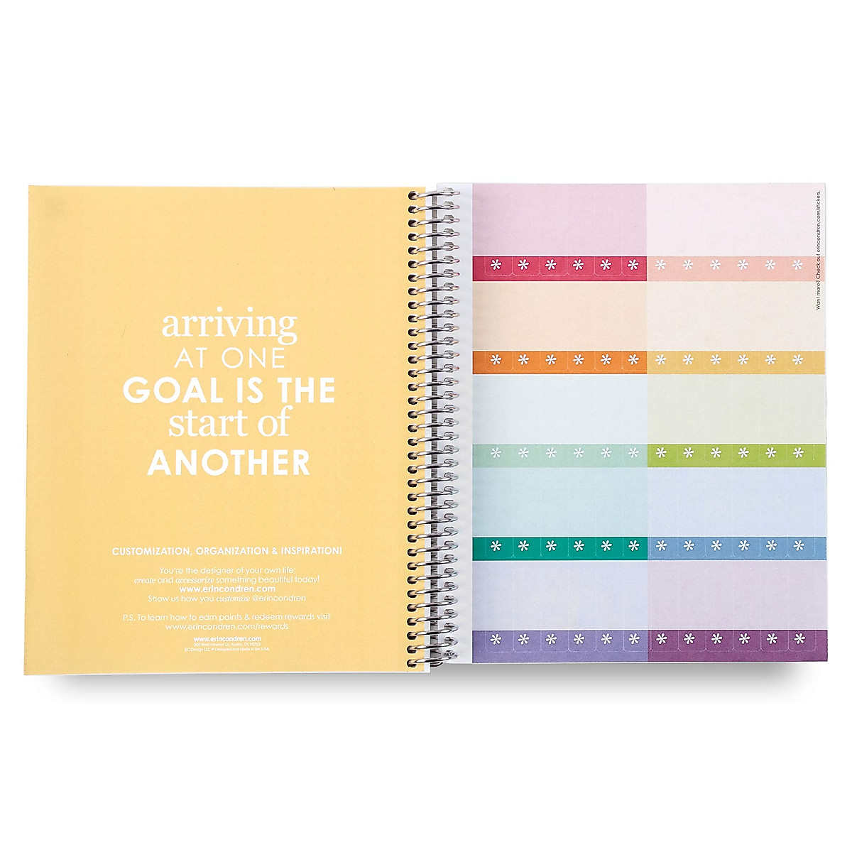 Erin Condren 7" X 9" Spiral Bound Productivity Notebook - Watercolor Blooms, 160 Lined Page & To Do List Organizer Notebook, 80Lb Thick Mohawk Paper, Stickers Included