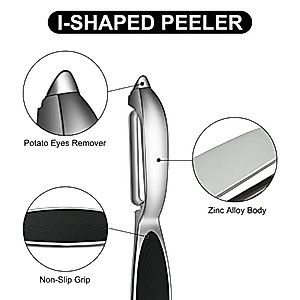 Elyum Vegetable Peeler Y and I-Shaped Peeler Set Potato Peelers Stainless Steel Fruit Peelers for Kitchen with Sharp Blade and Ergonomic Non-Slip Grip Peeler for Apple, Carrot, Veggie (2 PCS)