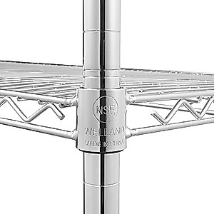 WEI WEI GLOBAL 5-Tier Heavy Duty Shelving Unit - Wire Shelving with Wheels - Metal Organizer Wire Rack - Bakers Rack - Garage Storage Shelves Organization - Standing Shelves Pantry Kitchen - Chrome