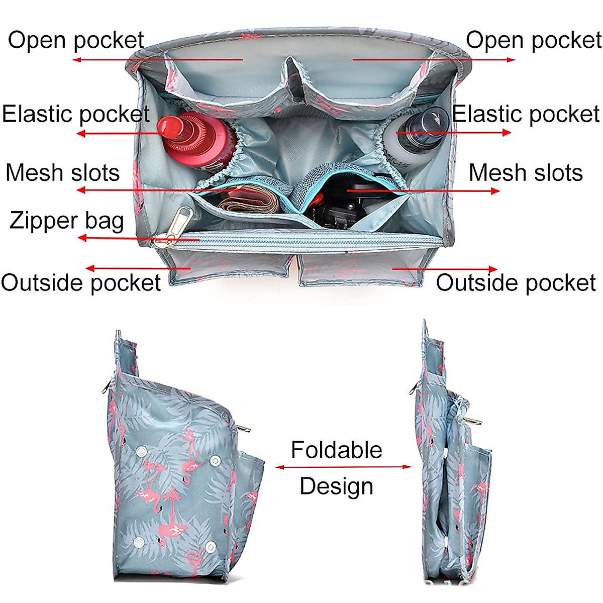 HOYOFO Mini Backpack Organizer Insert Small Shoulder Bag Divider for Rucksack Purse Lightweight Nylon, Light Blue