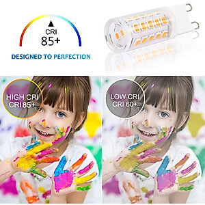 GOLSPARK G9 Led Bulbs, 4W Chandelier Light Bulbs (40W Halogen Equivalent),3000K Soft White, G9 Bi Pin Base,Non-dimmable,360 Degrees Beam Angle,400LM,Pack of 6