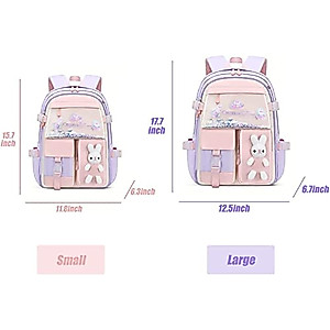 Bunny Backpack, Kawaii Bunny Backpack for Girls, Large Capacity Waterproof Bunny Backpack for School (Purple, Large)