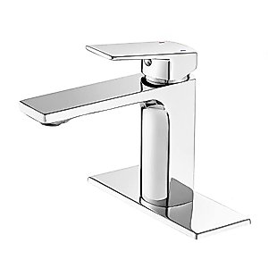 VOTON Chrome Bathroom Faucet One Hole Single Handle Bathroom Sink Faucet Lavatory Faucet with Deck Plate, RV Camper Lavatory Bathroom Faucet