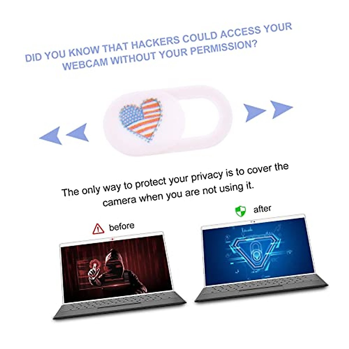 SOLUSTRE 3pcs Slide Camera Ultra- and Webcam Smartphone Pattern Cartoon Your Tablet Flag Lens Thin Lovely for Cover Privacy Shutter Heart Notebook Cell Protects Phone Slider Computer US