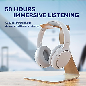 TONEMAC H2 Bluetooth Headphones,Over Ear Bluetooth Headphones,50H Playtime,Lightweight Wireless Bluetooth Earphones,Wireless Headphones with Mic,Deep Bass for Home Office Cellphone PC Ect. (White)