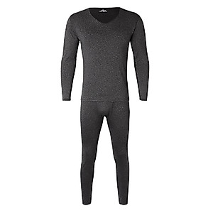 Thermal Underwear for Men Soft Long Johns Solid Thermal Bottoms and Tops Base Layer 2 Pieces for Cold Winter Weather(E#Dark Gray,XX-Large)