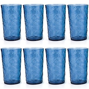 KX-WARE 26-ounce Acrylic Water Glasses Plastic Tumbler Larger Drinking Glasses, set of 6 Blue