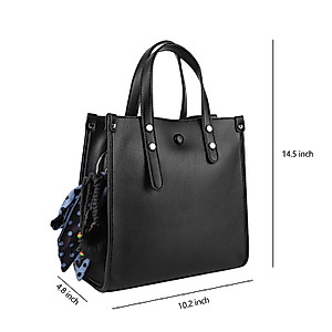 Women's Leather Hand Held Purse Satchel Tote Bag with Charms, Dual Changeable Straps