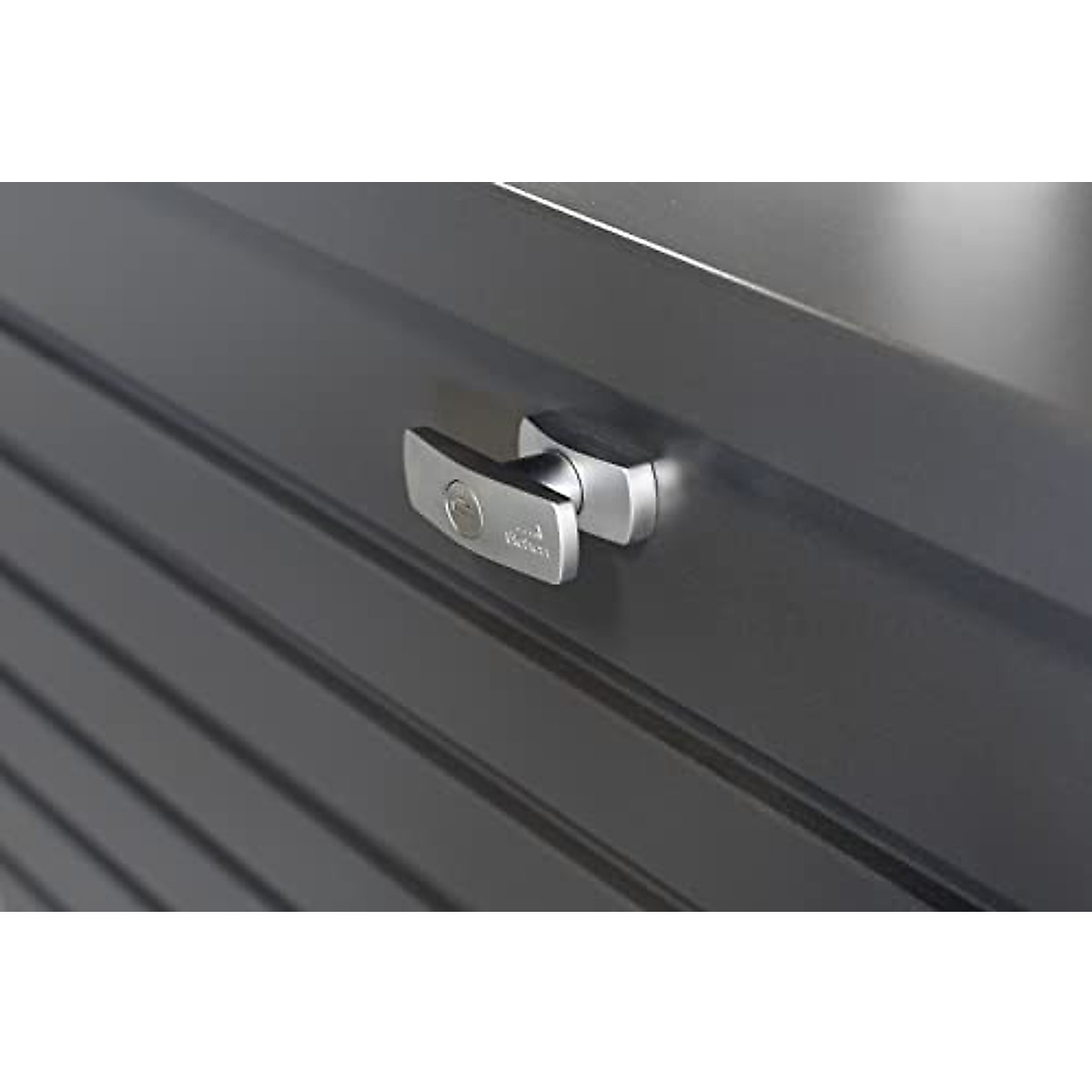 Biohort Leisuretime 210 Gal. Steel Metallic Dark Grey 71in x 31 in x 28in Deck Box with Soft Close Hydraulic Lift (210 Gallon)