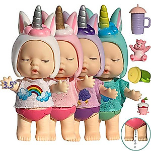 Naturally KIDS Unicorn Baby Dolls for 4 5 Year Old Girls 3 Inch Baby Unicorn Dolls for Girls Unicorn Toys for 3 4 5 Year Old Girls Unicorn Mini Baby Dollhouse Dolls Unicorns Gifts for Girls