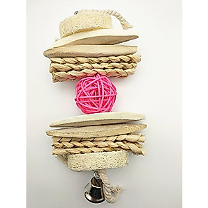 Hypeety Bird Parrot Cuttlebone Toy Bird Chew Toy Colorful Rattan Ball Toy Safe and Fun for African Grey, Amazon Conure Cockatoo Macaw Cockatiel