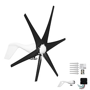 QAZNHODDS Wind Turbine Generator kit, 6000W 6 Blade Wind Industrial Machinery Equipment with Wind Boosting Controller for Terrace, Marine, Motorhome, Chalet, Boat,1,48V