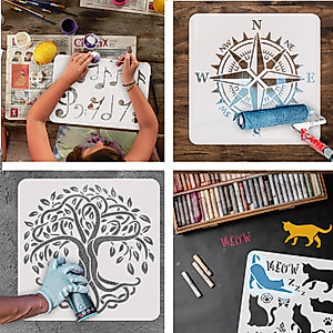 FINGERINSPIRE Gear Stencils 11.8x11.8 inch Clock Painting Stencil Plastic Clock & Key & Gear Patterns Stencil Steampunk Stencils Reusable DIY Art and Craft Stencils for Painting on Wood Fabric Walls