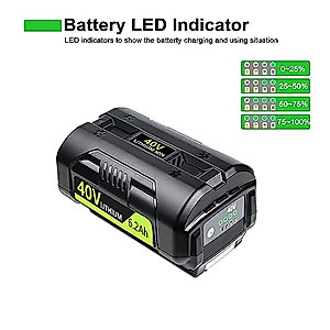 FSKE 6.2Ah OP4026 40V Battery Replacement for Ryobi 40V Lithium Battery OP4026 OP40201 OP40261 OP4030 OP4040 OP40401 OP4050 OP40501 OP4050A OP40601 OP4060A