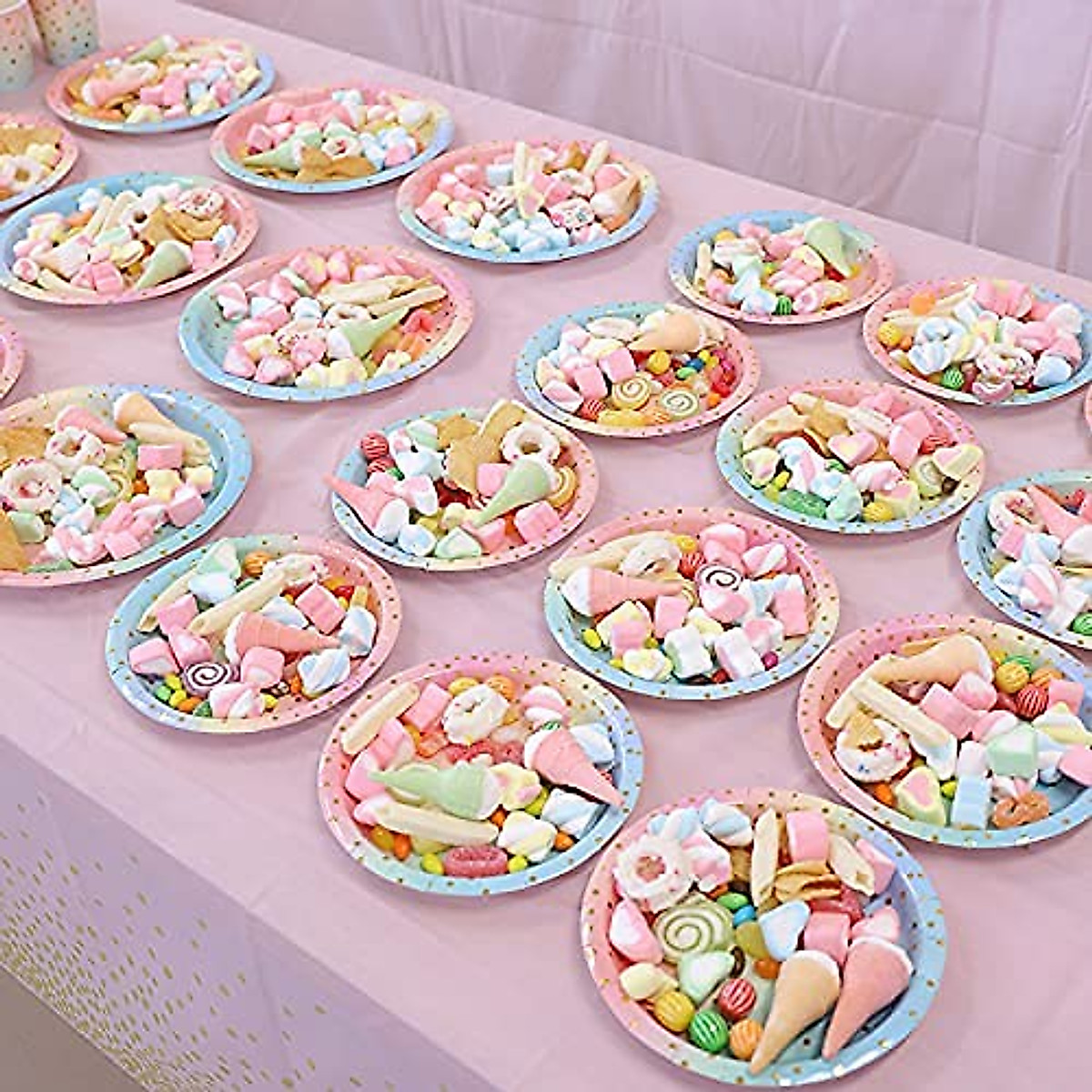 200PCS Rainbow Pastel Party Supplies Set-Disposable Paper Dinnerware Serves 25, Pastel Paper Plates Napkins Cups&Gold Plastic Silverware Sets for Wedding Birthday Baby Shower Holiday Parties(Colorful)