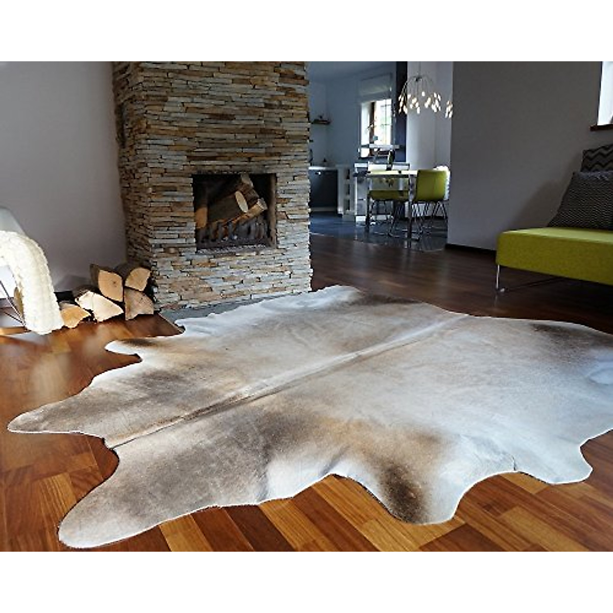 ecowhides Grey Palomino Brazilian Cowhide Area Rug, Cowskin Leather Hide for Home Living Room (XXL) 8 x 7 ft